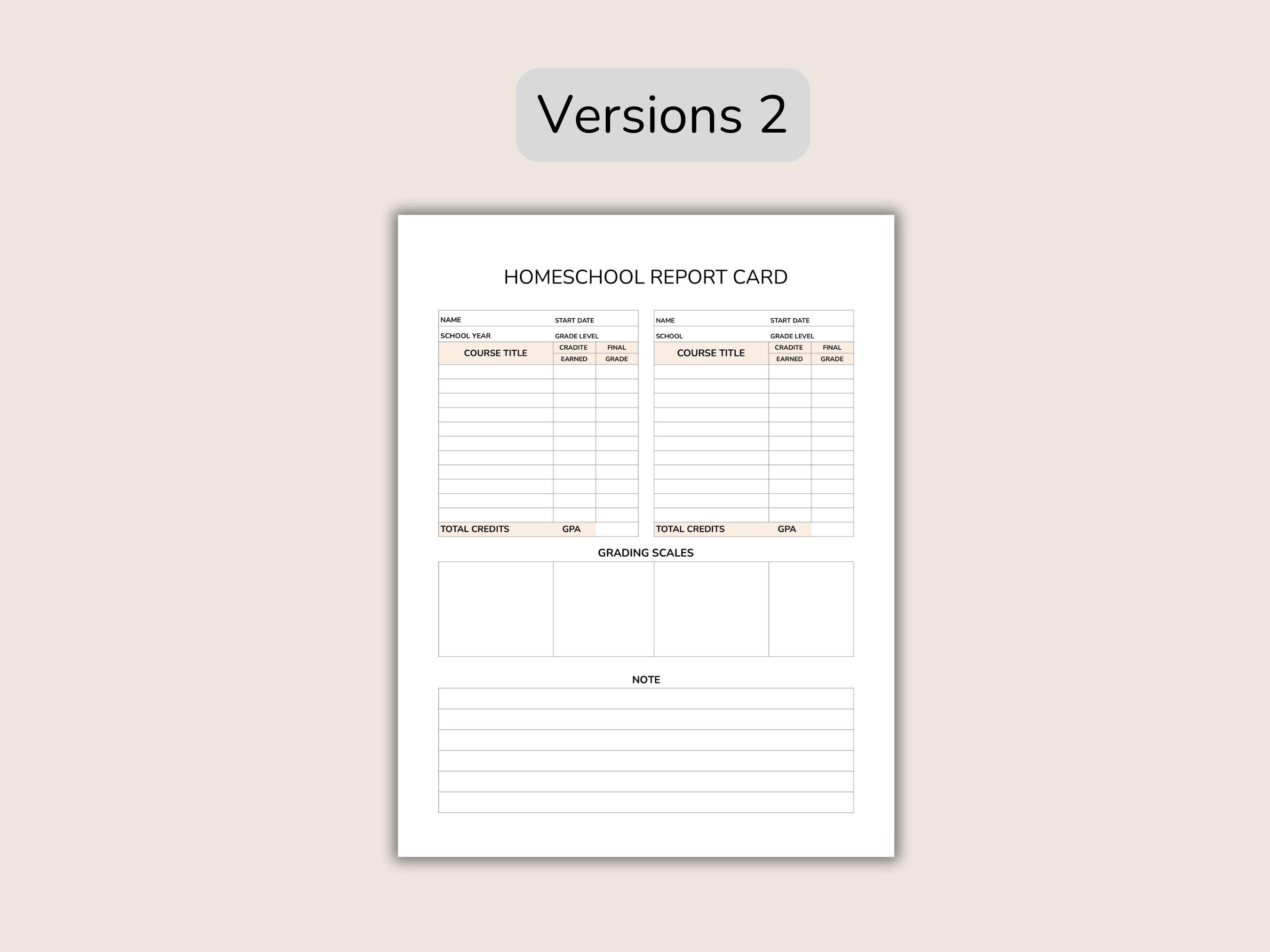 Homeschool Report Card, Grade Card Template, Student Progress Report ...