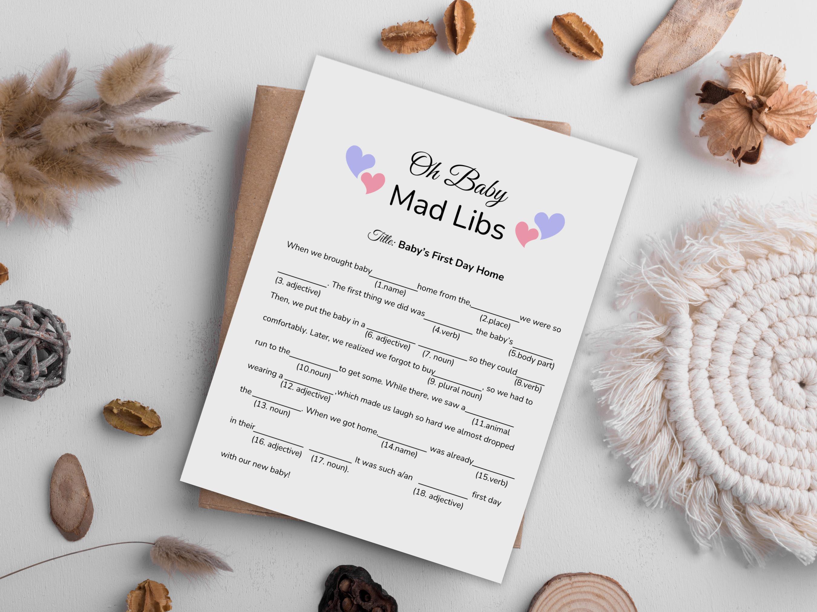 Oh Baby Mad Libs Game, Baby Shower Game Mad Libs, Simple Baby Shower ...