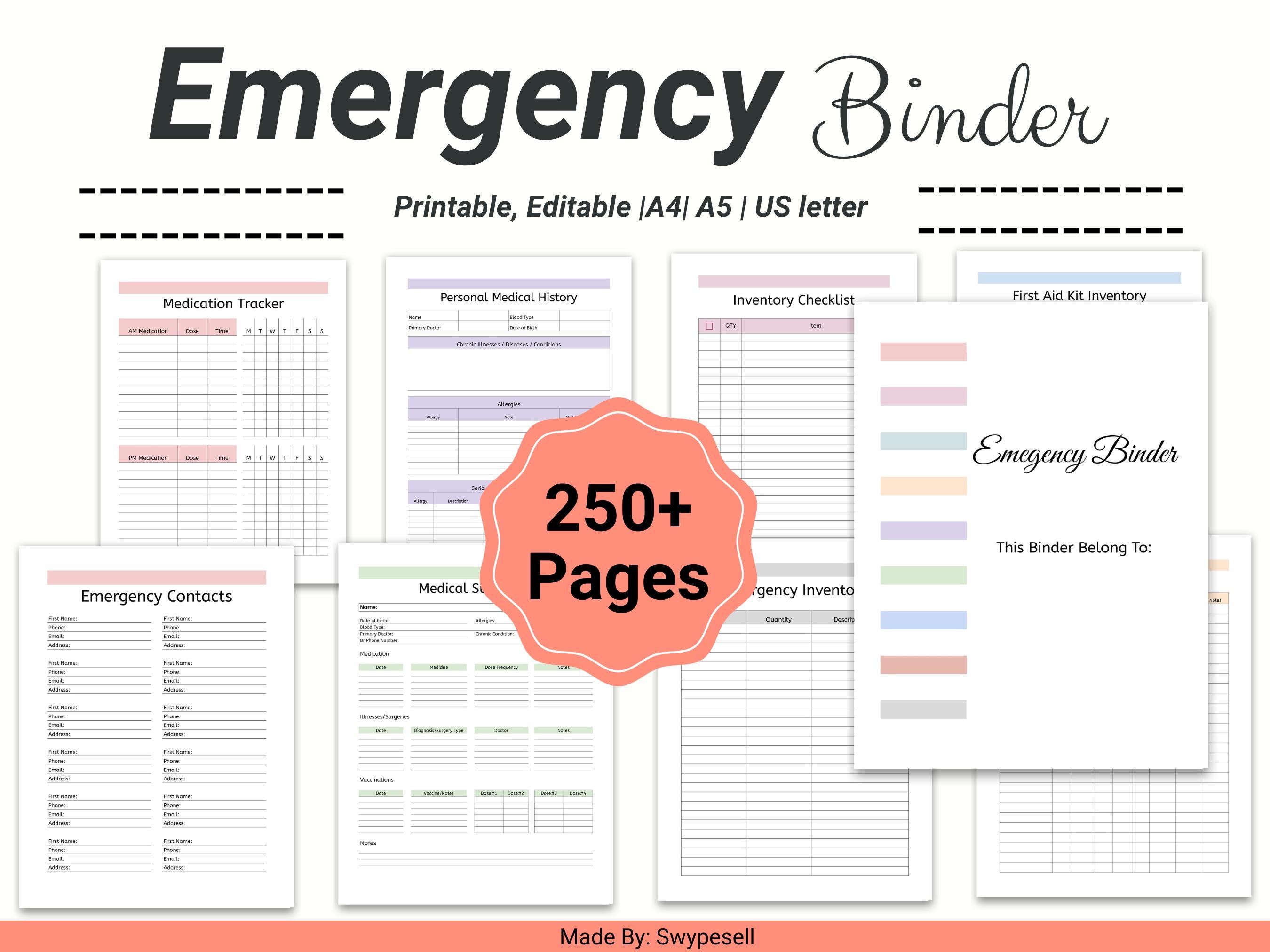 Emergency Binder Plus Printable, Life Planner Binder, in Case of ...