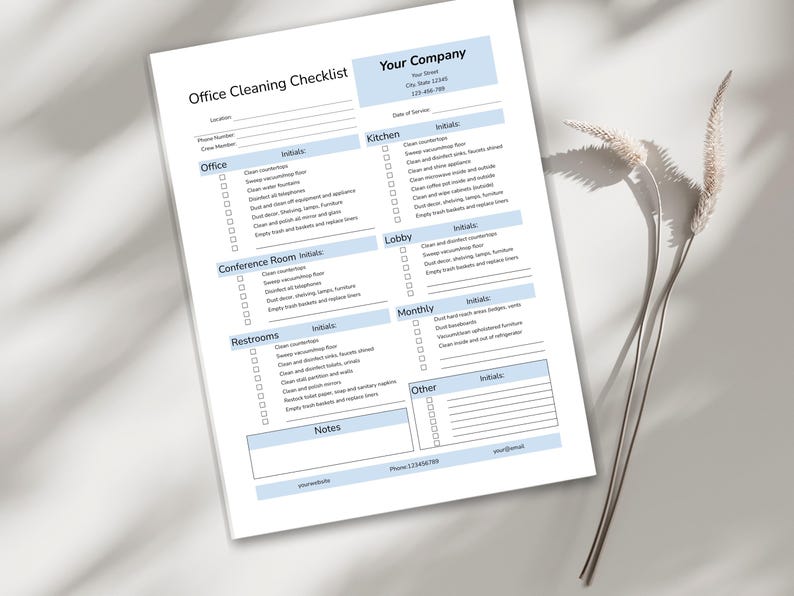Janitorial Cleaning Checklist, Office Cleaning Schedule Checklist ...