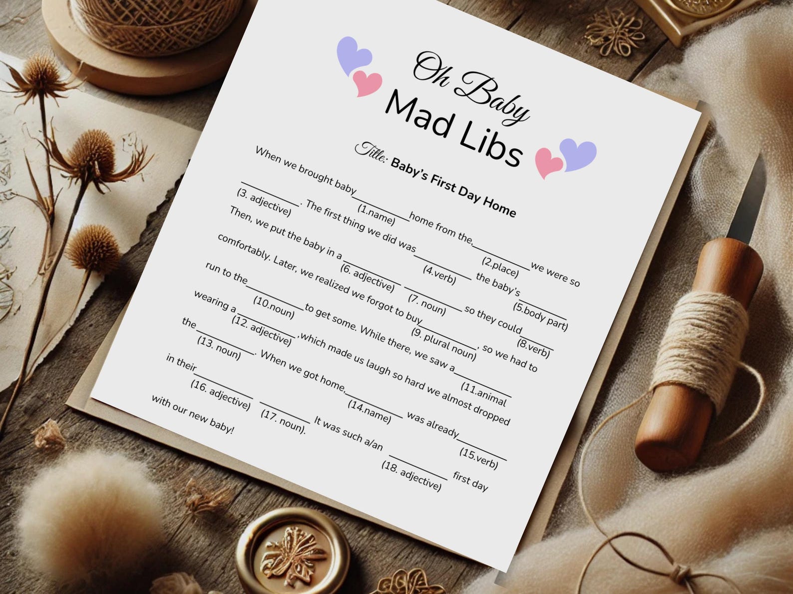 Oh Baby Mad Libs Game, Baby Shower Game Mad Libs, Simple Baby Shower ...