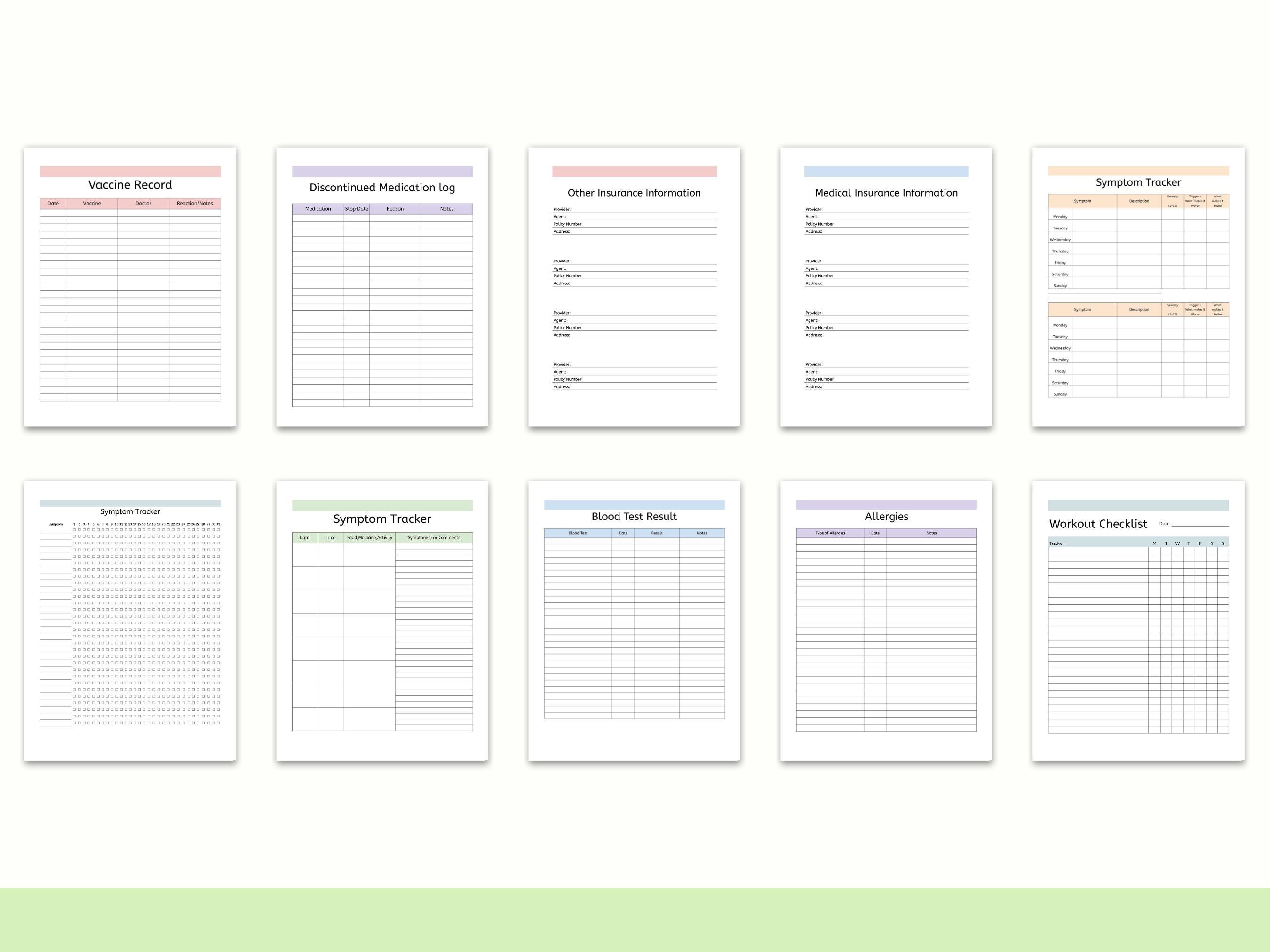 Family Medical Log Printable, Medical Binder, Medical Planner Binder ...