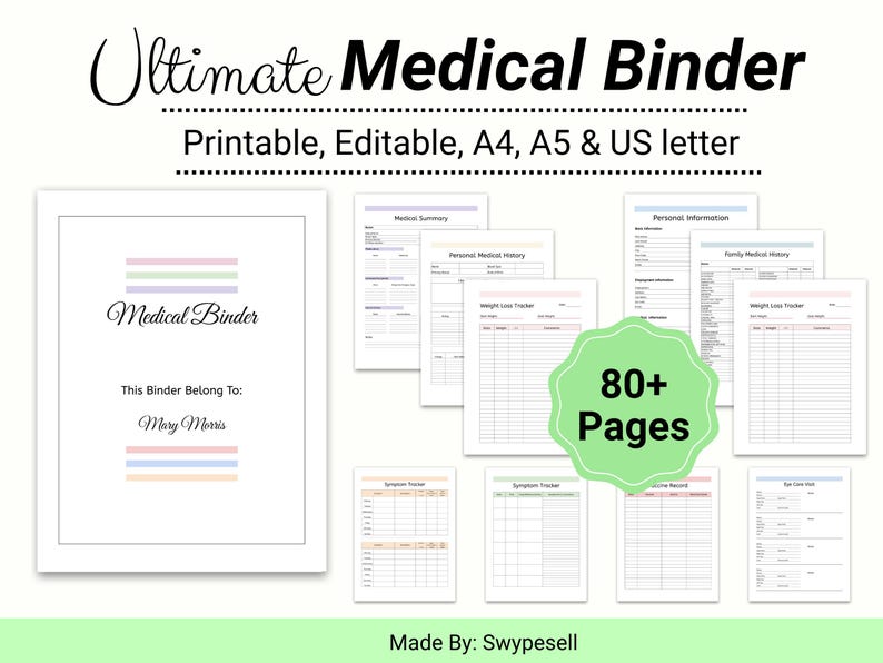 Medical Binder Printable, Medical Planner Binder Chronic Illness ...