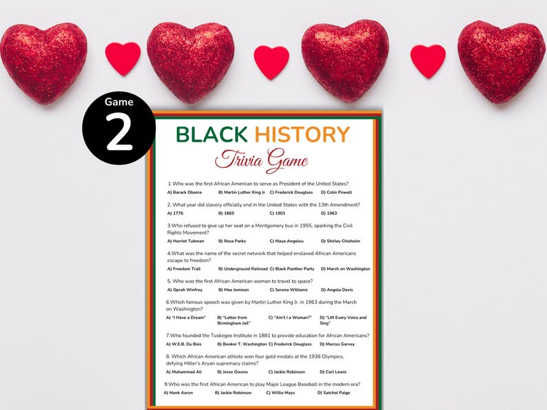 Black History Trivia Printable, Black History Month Game, Black History ...