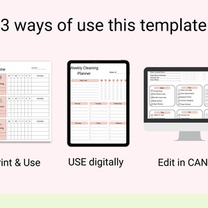 EDITABLE ADHD Cleaning Checklist Bundle, ADHD Cleaning Schedule Planner ...