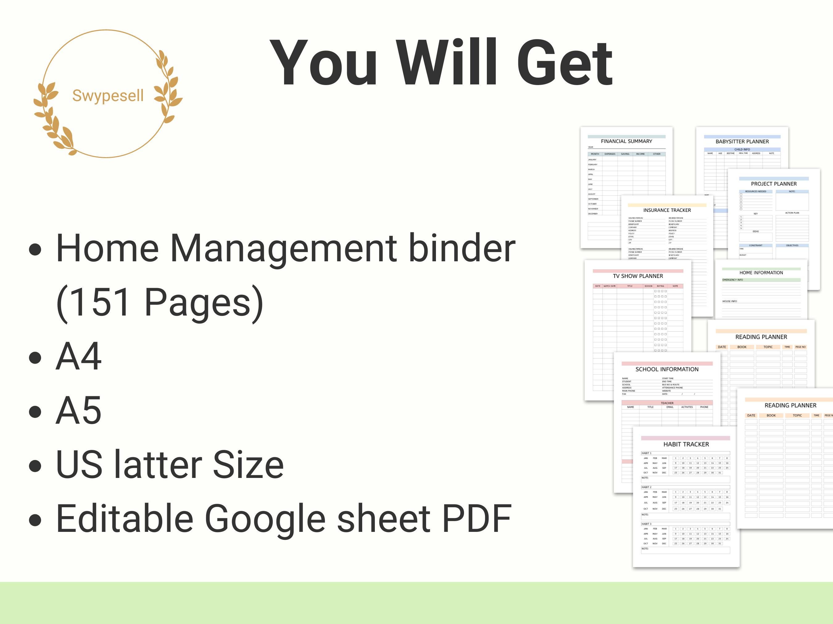 Household Binder Printable, Household Planner, Home Management Binder ...