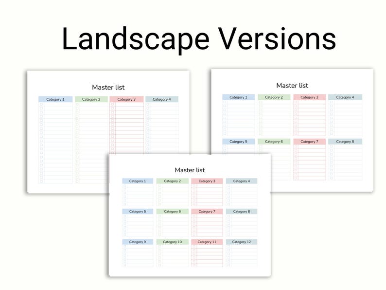 Master Task List Printable, Blank Checklist Template, Master to Do List ...