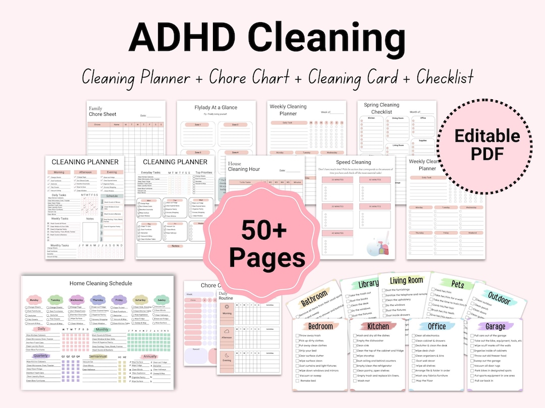 ADHD Cleaning Planner Printable, Adhd Cleaning Bundle, Adhd House Cleaning Checklist, Adhd ...