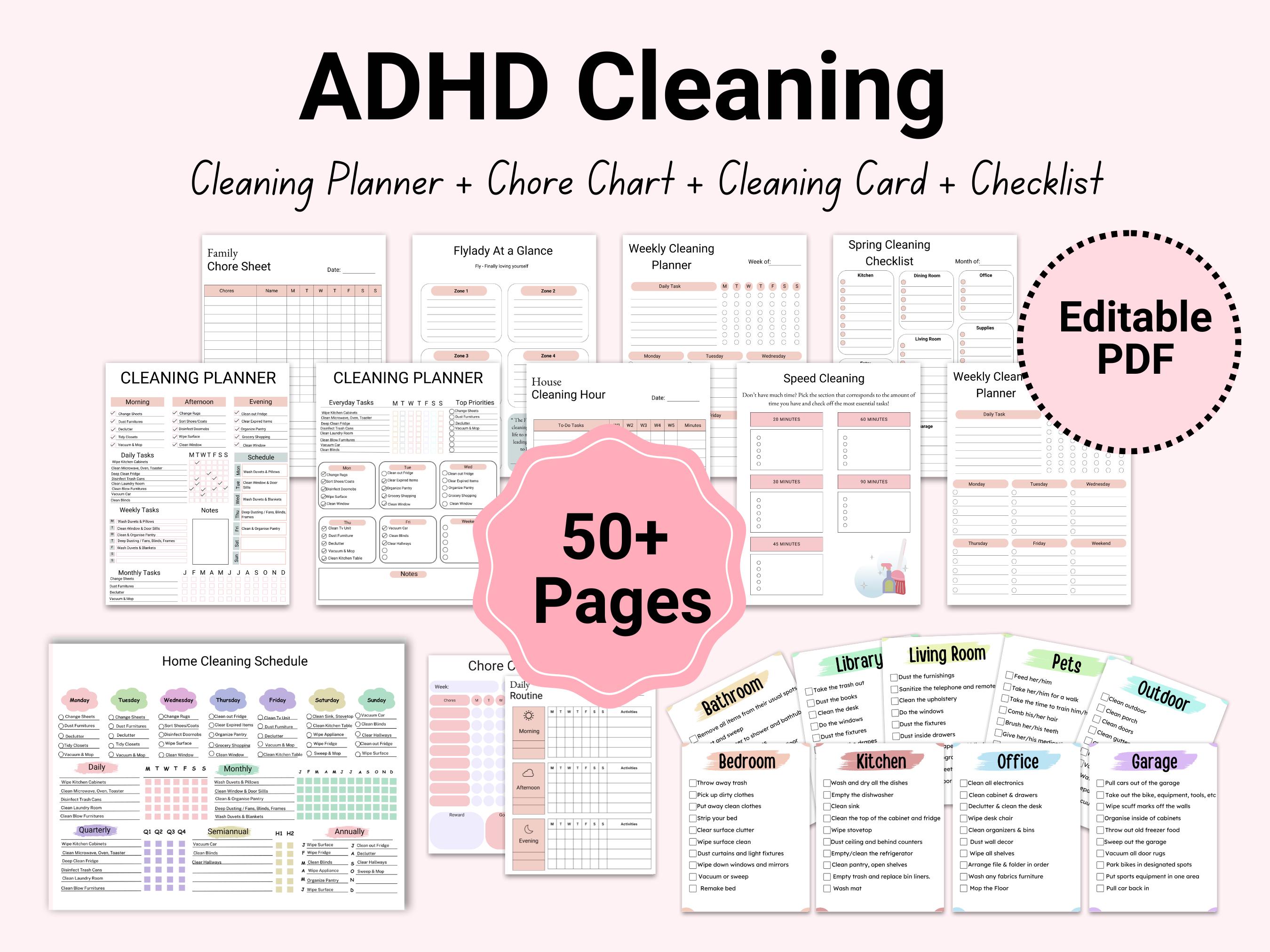 ADHD Cleaning Planner Printable, Adhd Cleaning Bundle, Adhd House ...