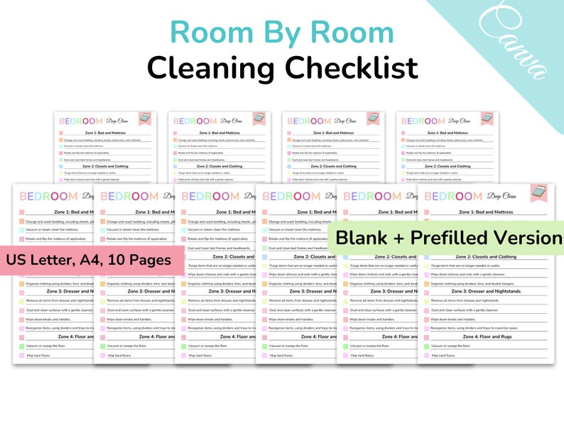 Editable ADHD Cleaning Checklist by Room, Flylady Cleaning Schedule ...