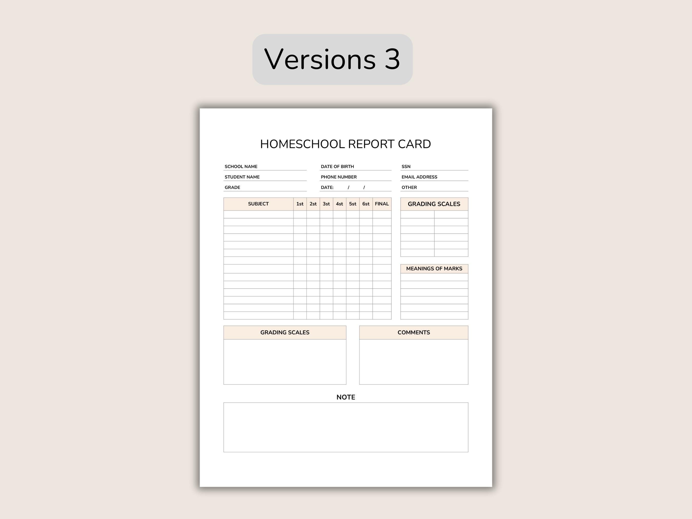 Homeschool Report Card, Grade Card Template, Student Progress Report ...