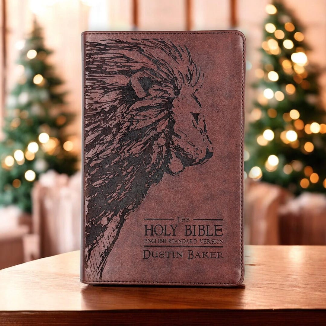 Personalized ESV Bible Large Print: Engraved Lion - Etsy