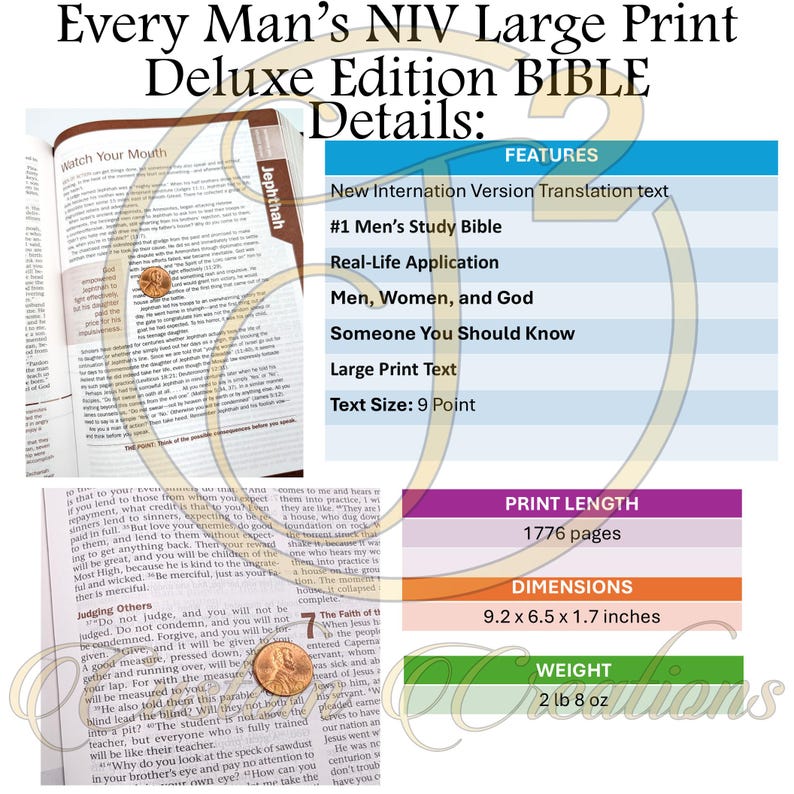 Personalized Every Man's Large Print NIV Bible: Engraved Full Crown of ...