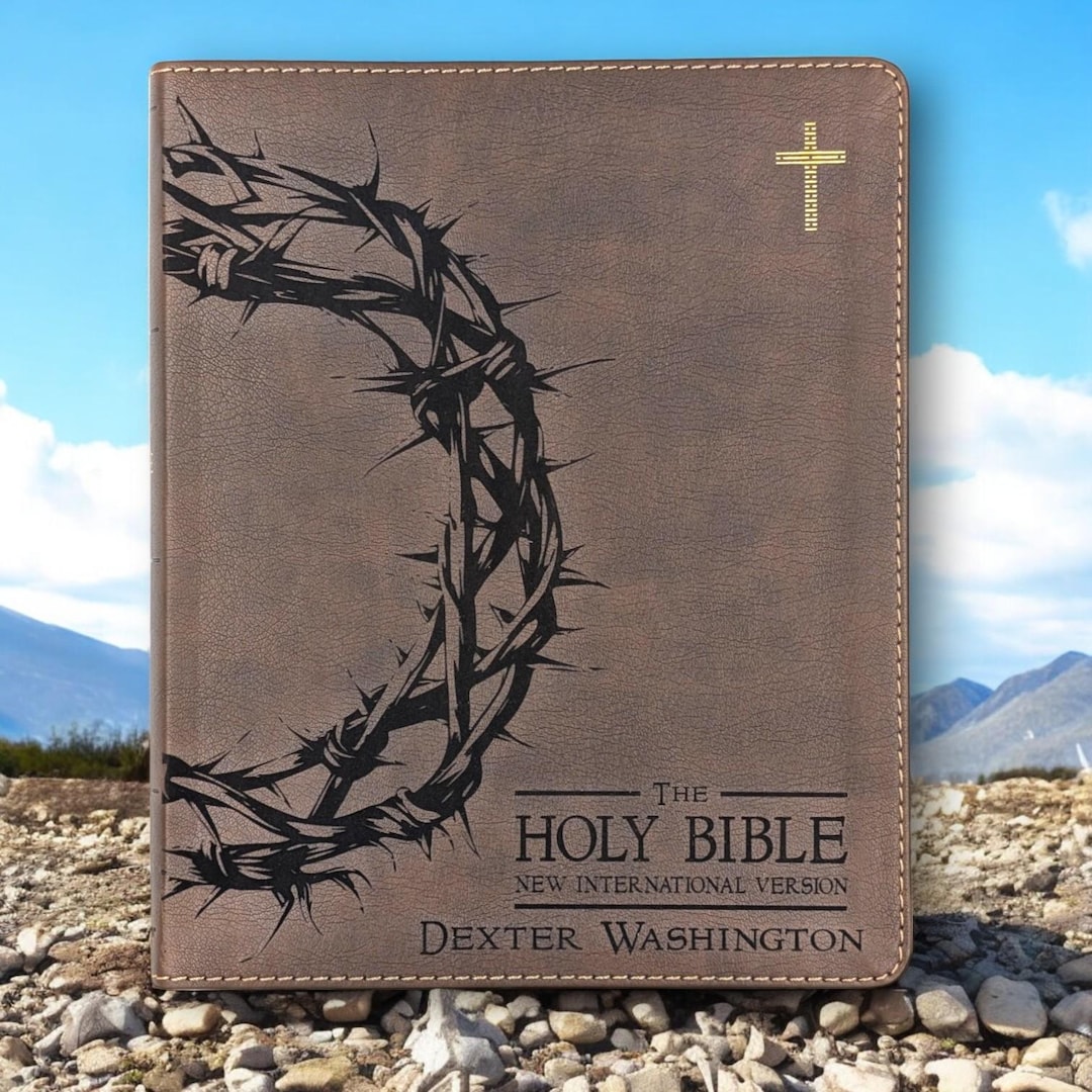 Personalized NIV Journal Bible: Engraved Crown of Thorns, Lined Wide ...