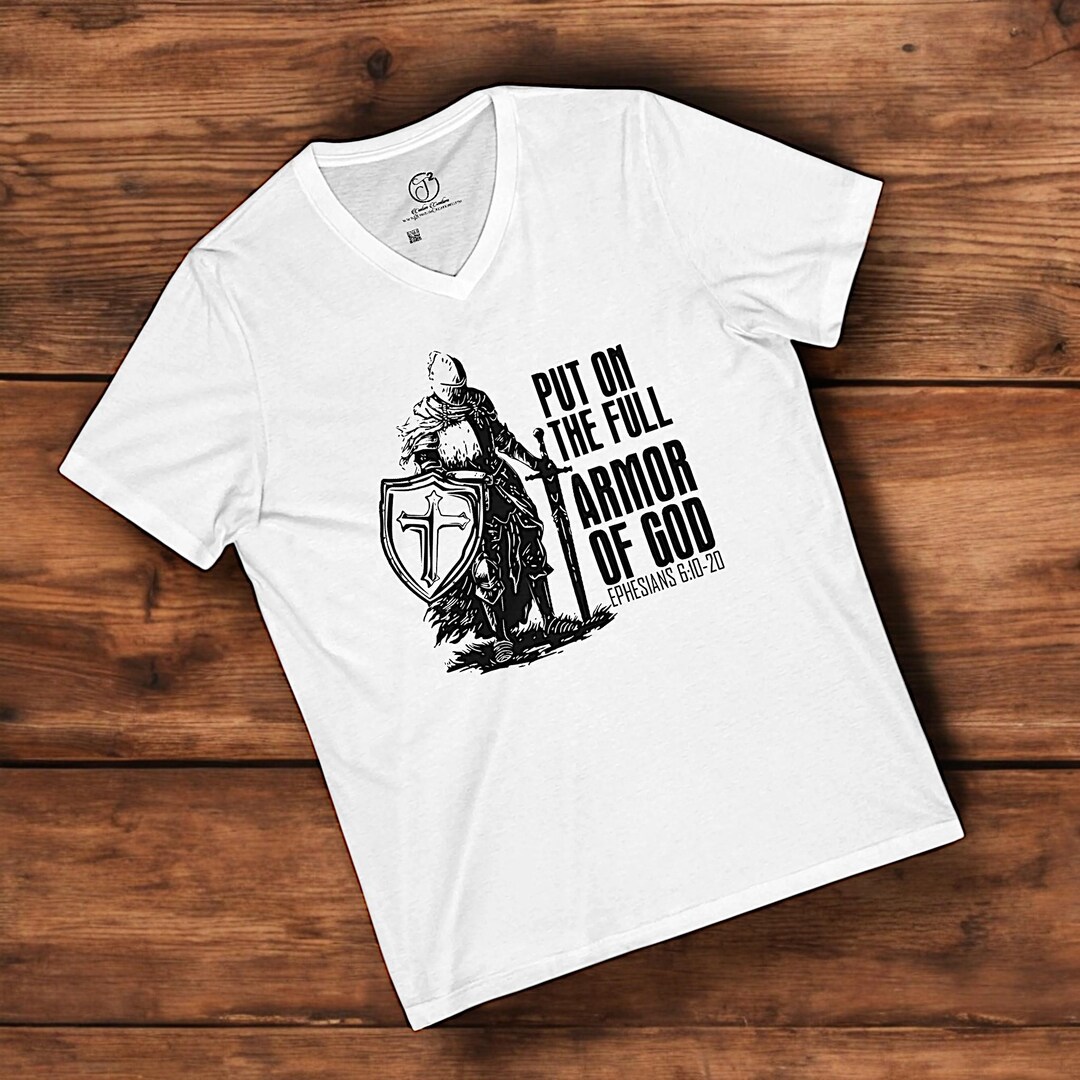 Armor of God V-neck T-shirt | Bella Canvas Bible Verse Tee | Faith ...