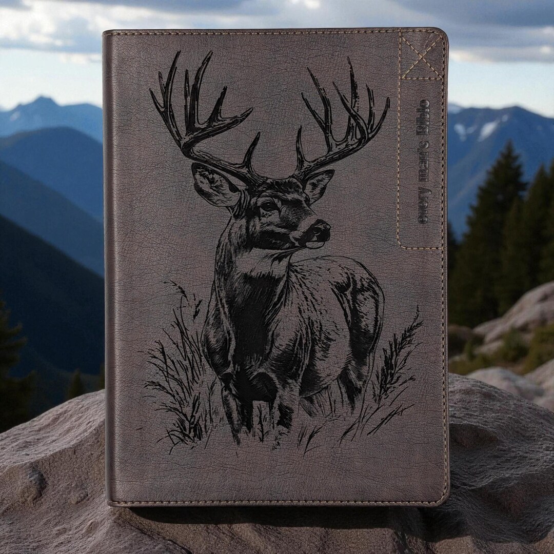 Personalized Every Man's Large Print NIV Bible: Engraved Buck Deer ...