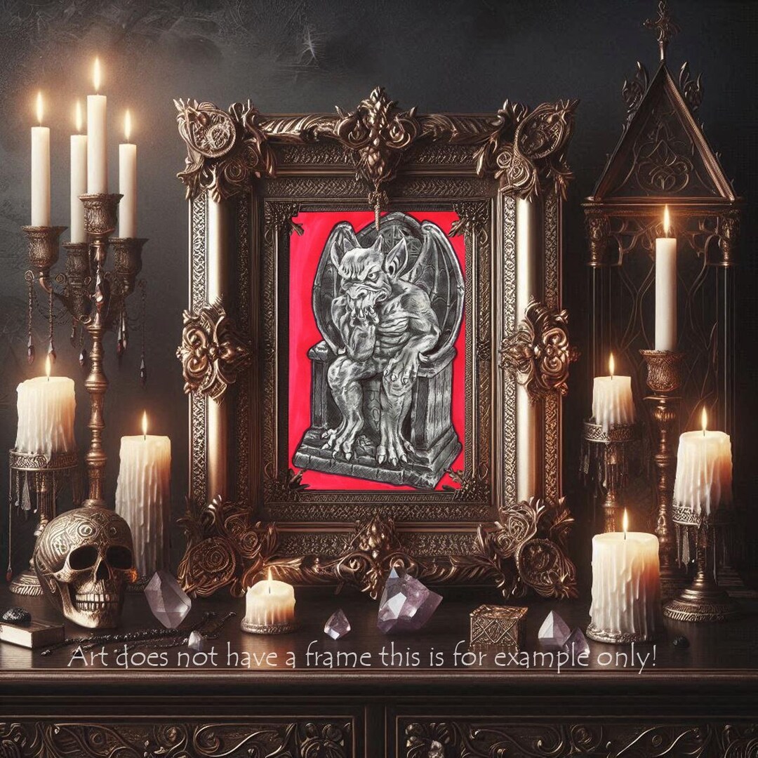 ORIGINAL Gargoyle King Pen Ink Drawing Fantasy Beasts Fairytale ...