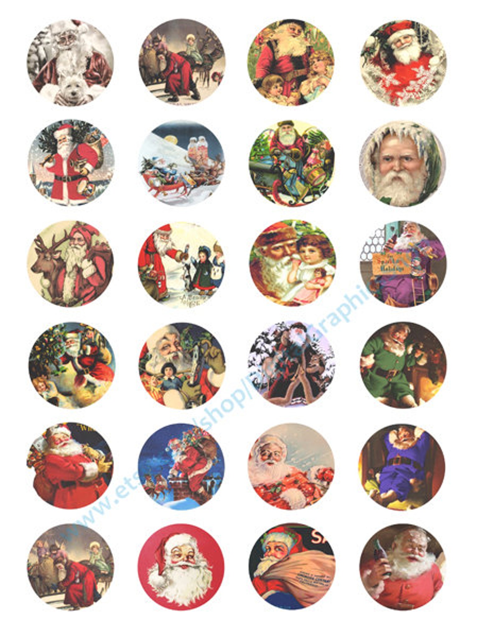Santa Christmas Art Collage Sheet, Clipart , Old World Victorian Santas ...