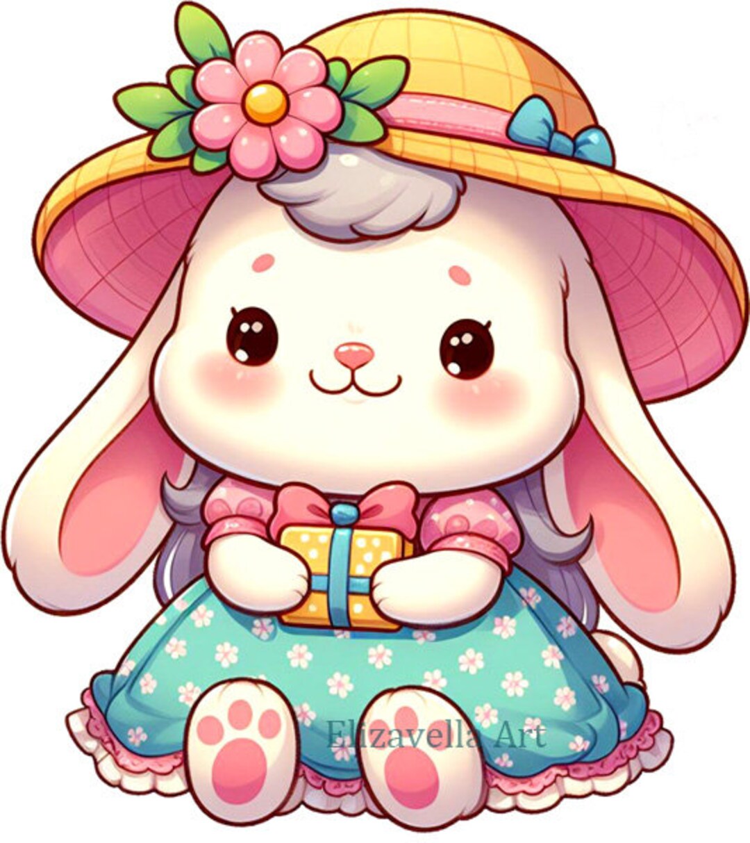 Cute Bunny Png Bunny Wearing Dress Png Art Printable Clipart Rabbit Jpg ...