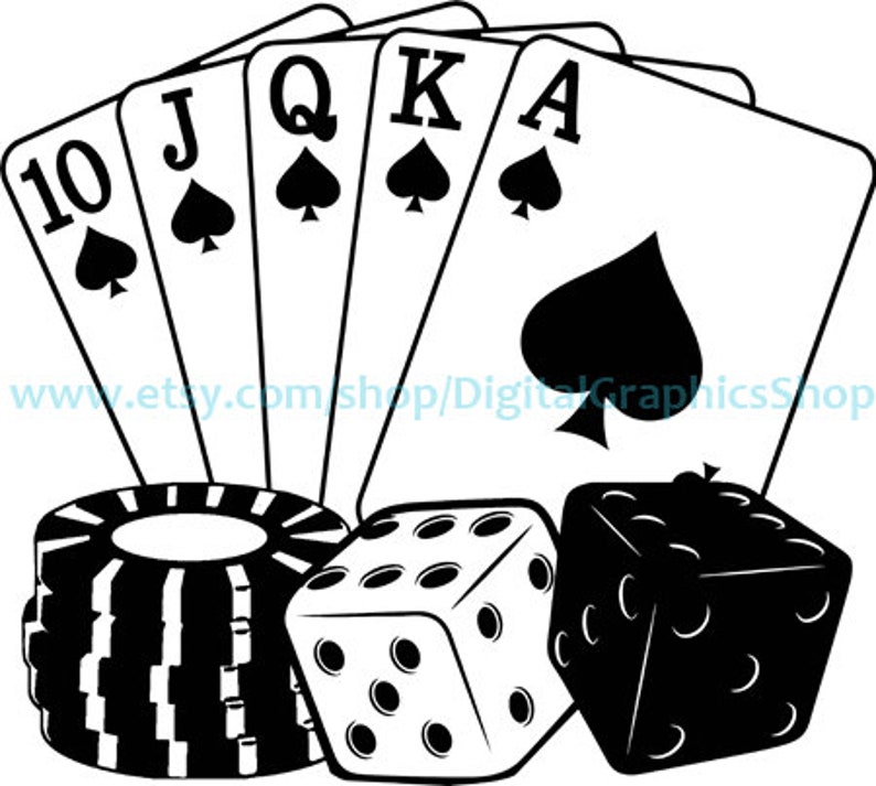 Dice Cards Poker Chips Casino Clipart Png Svg Printable Art Digital ...