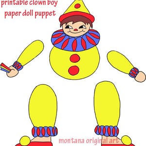 Articulated Paper Doll Circus Clown Boy Jumping Jack Toy Kids Craft ...