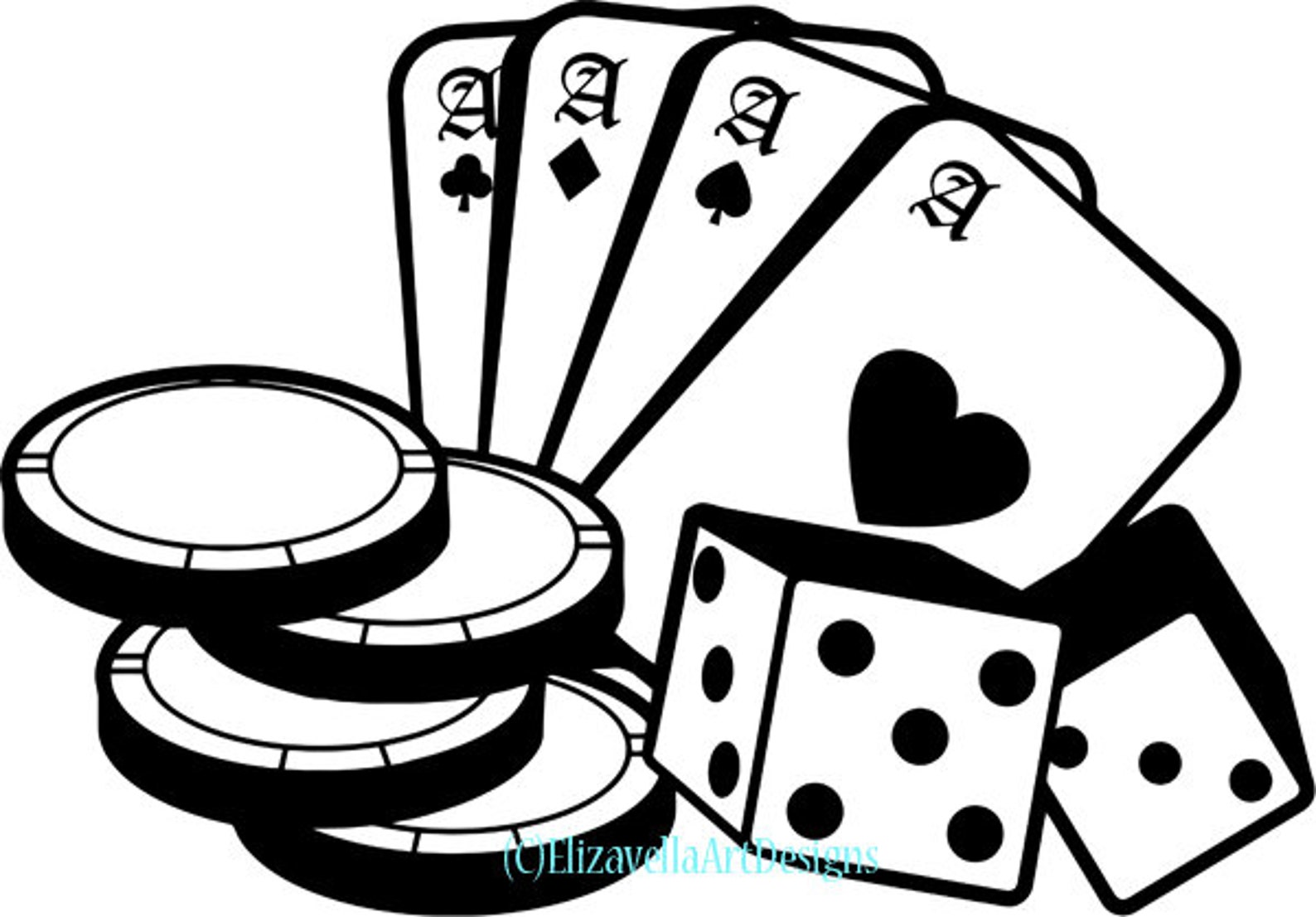 Dice Cards Poker Chips Casino Clipart Png Jpg Svg 4 of a Kind Aces ...