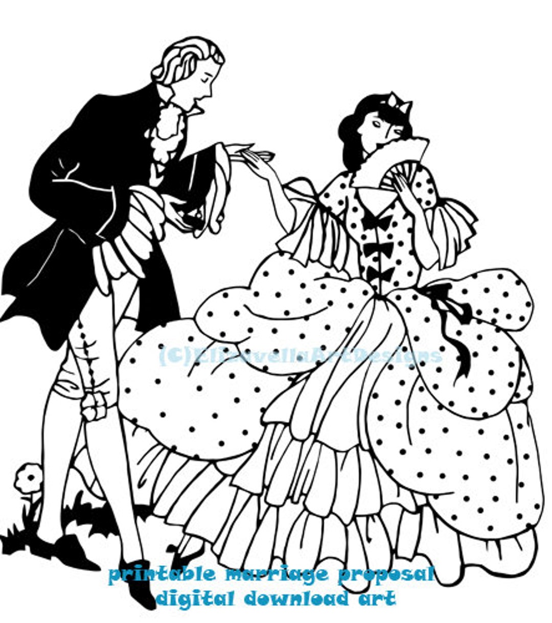 Marriage Engagement Svg Silhouette Printable Art, Victorian Man ...