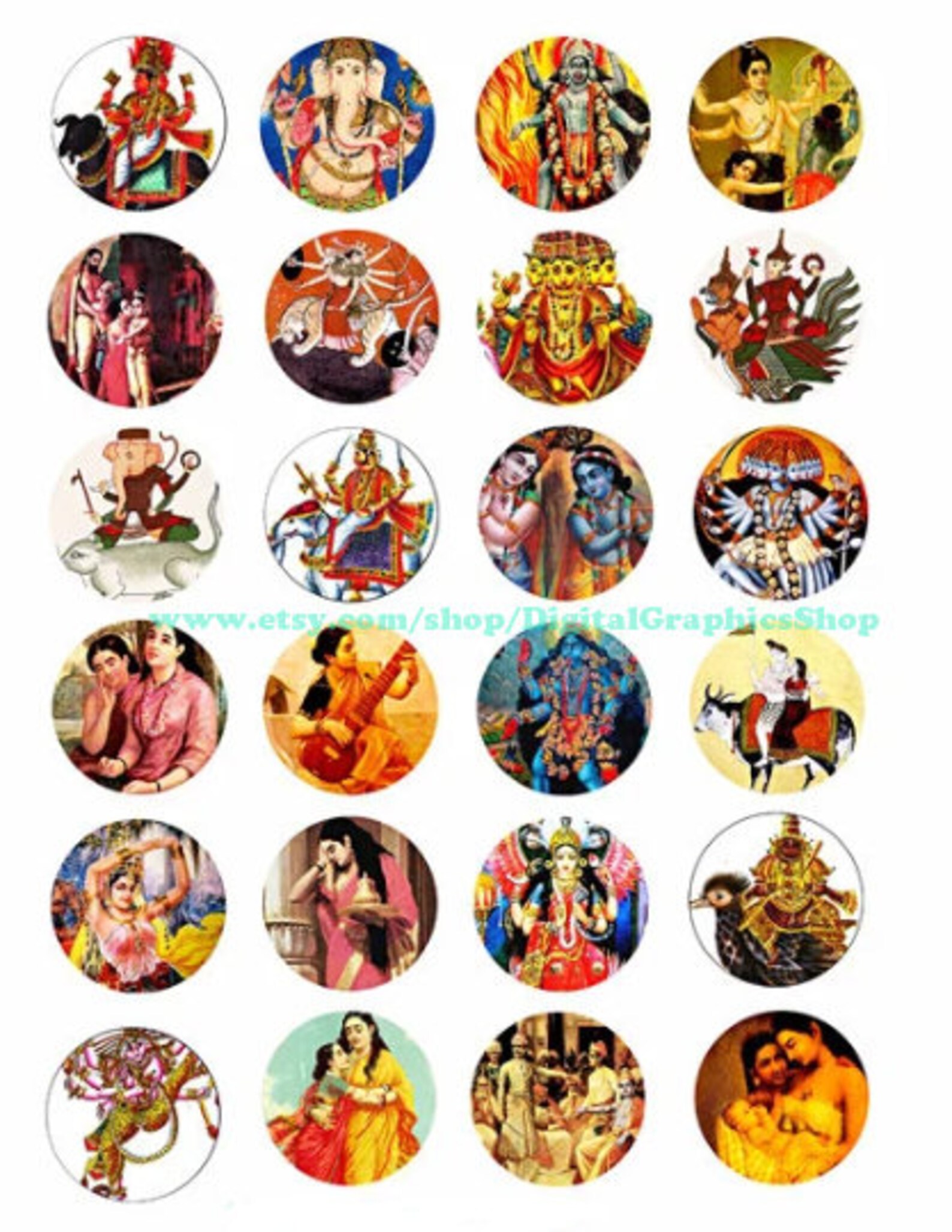 Printable Collage Sheet Hindu Krishna Gods Goddesses Women - Etsy