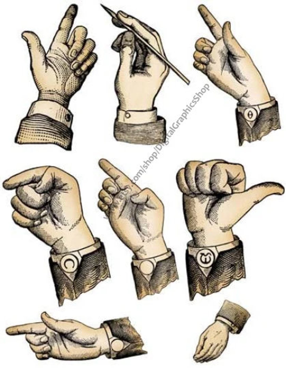Mens Hand Gestures, Hand Study Positions Illustrations, Clipart, Png ...