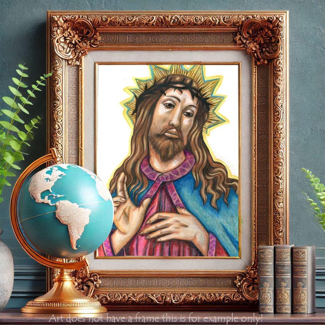 Jesus Christ Art Original Colored Pencil Drawing, Hand Drawn Artwork ...