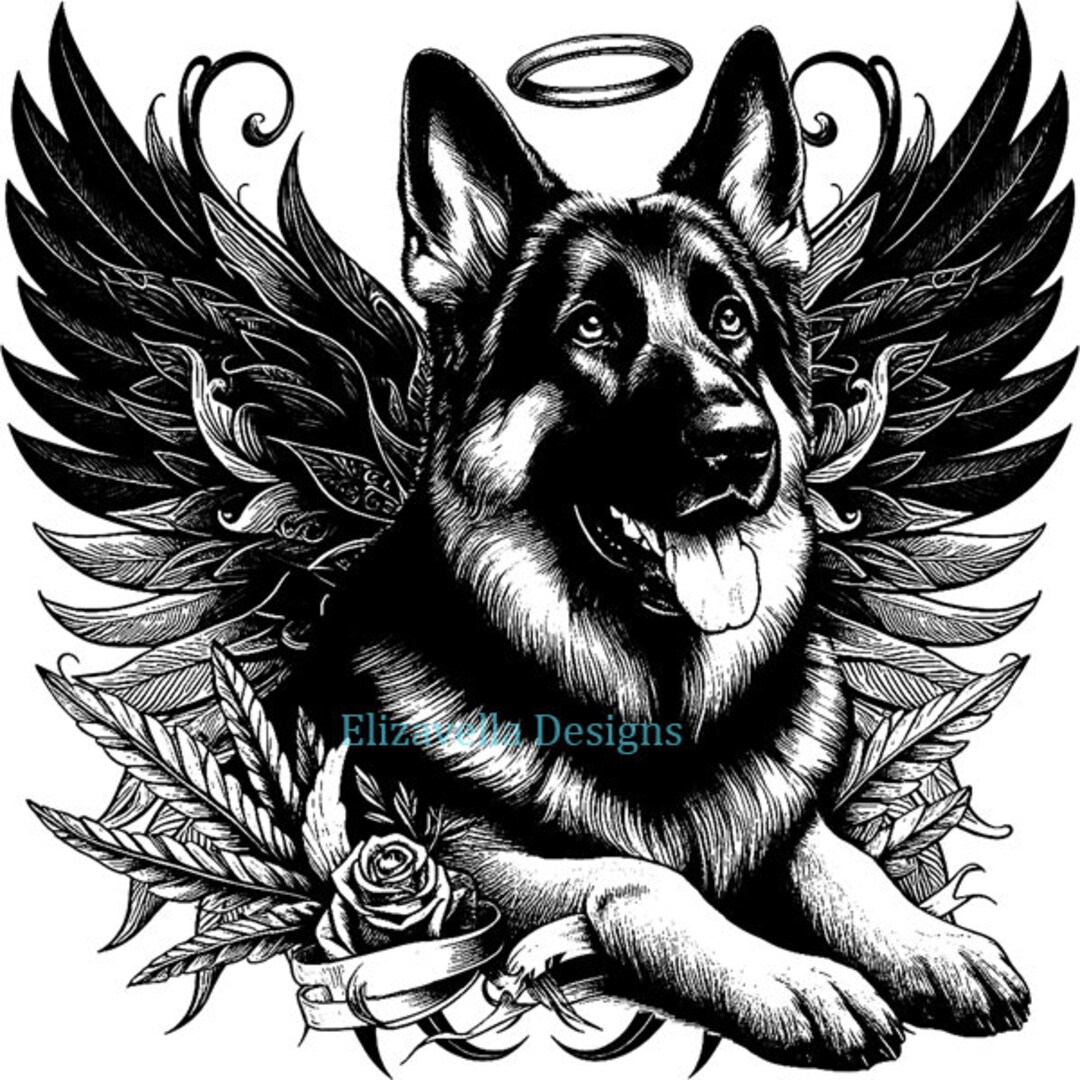 German Shepherd Angel Art: Pet Memorial Clipart (digital Download) - Etsy