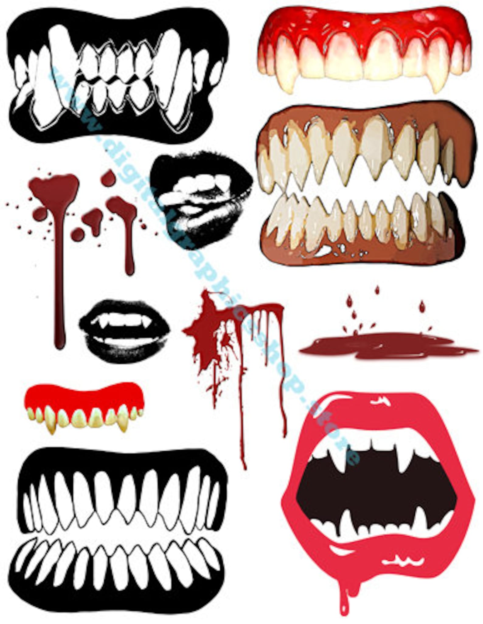 Vampire Fangs Clipart, Vampire Teeth Clipart, Blood Drips Clipart, Jpg ...