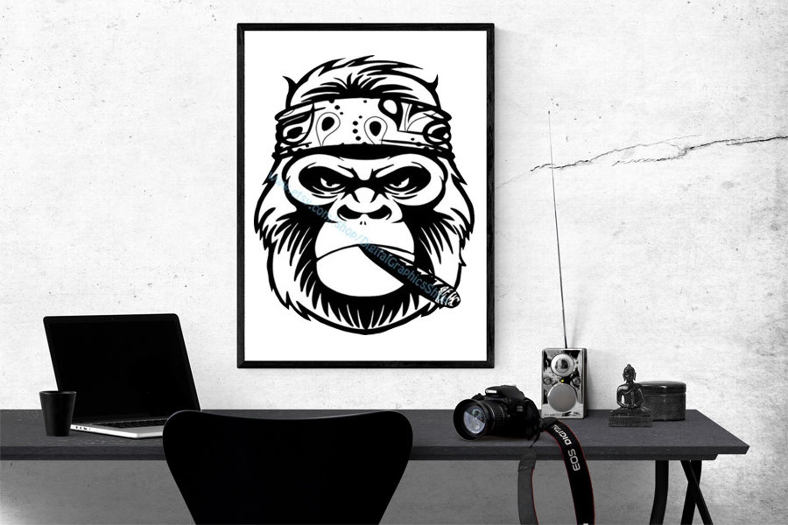Gorilla Smoking Cigar Svg Png Clipart Printable Digital Print, Instant ...