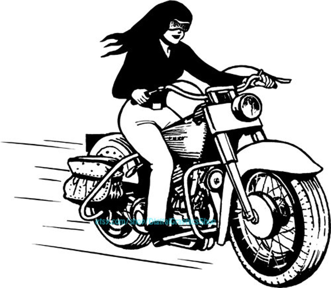 Girl On Motorcycle Clipart