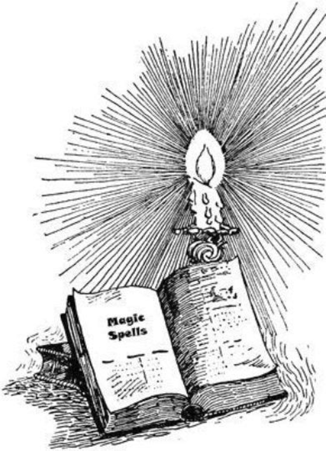 Printable Magic Spells Book Candle Clipart Png Jpg Vintage Illustration ...