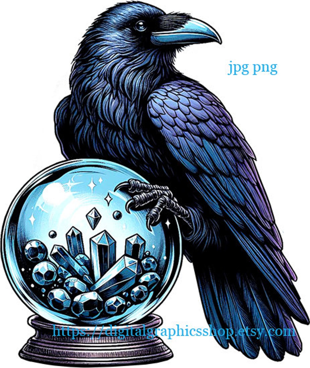 Raven on Crystal Call Png, Crow Png Clipart Black Bird Transparent ...