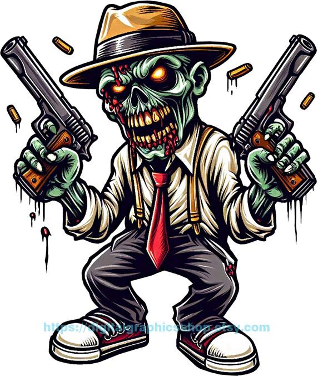 Zombie Gangster Man Horror Art Printable Creepy Dark Art Color ...
