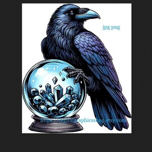 Raven on Crystal Call Png, Crow Png Clipart Black Bird Transparent ...