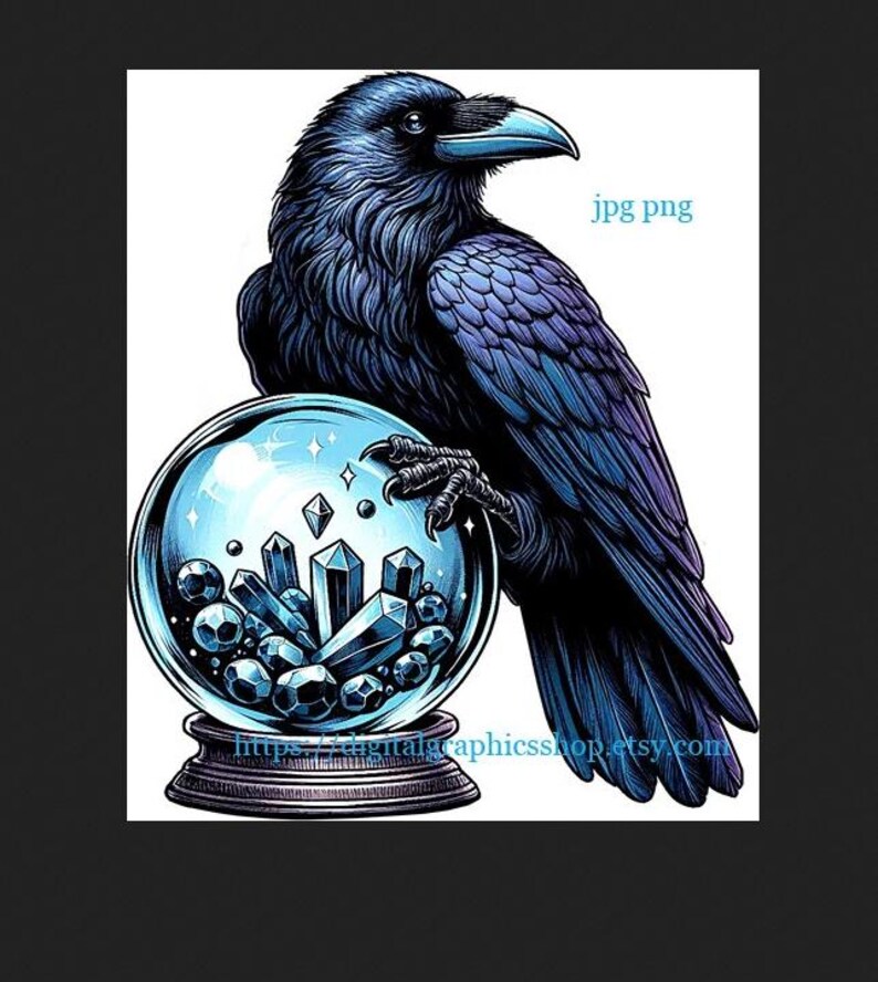 Raven on Crystal Call Png, Crow Png Clipart Black Bird Transparent ...