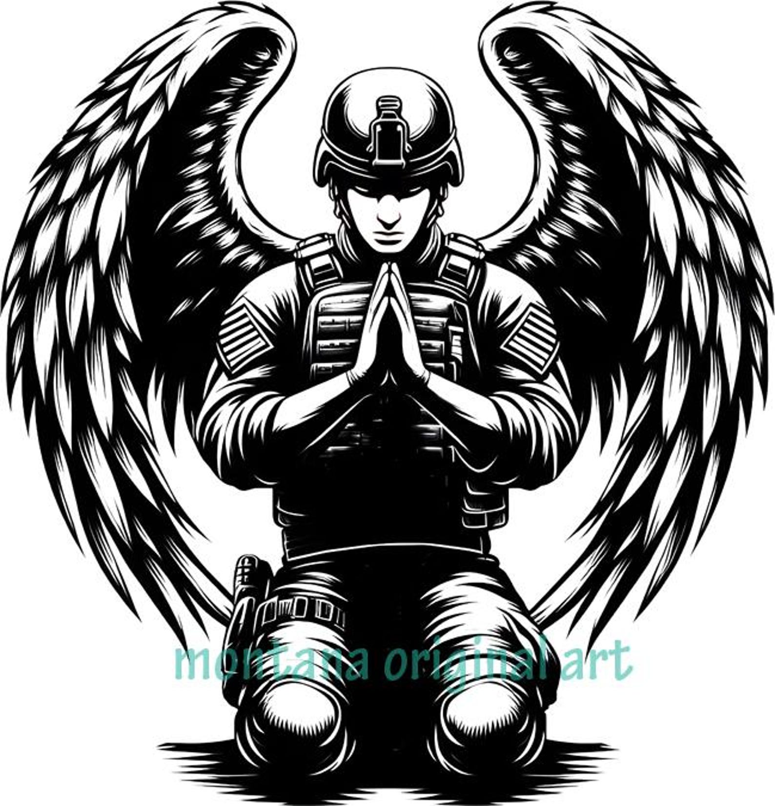 Angel Man American Soldier Praying Png, Jpg Patriotic Art Logo Military ...
