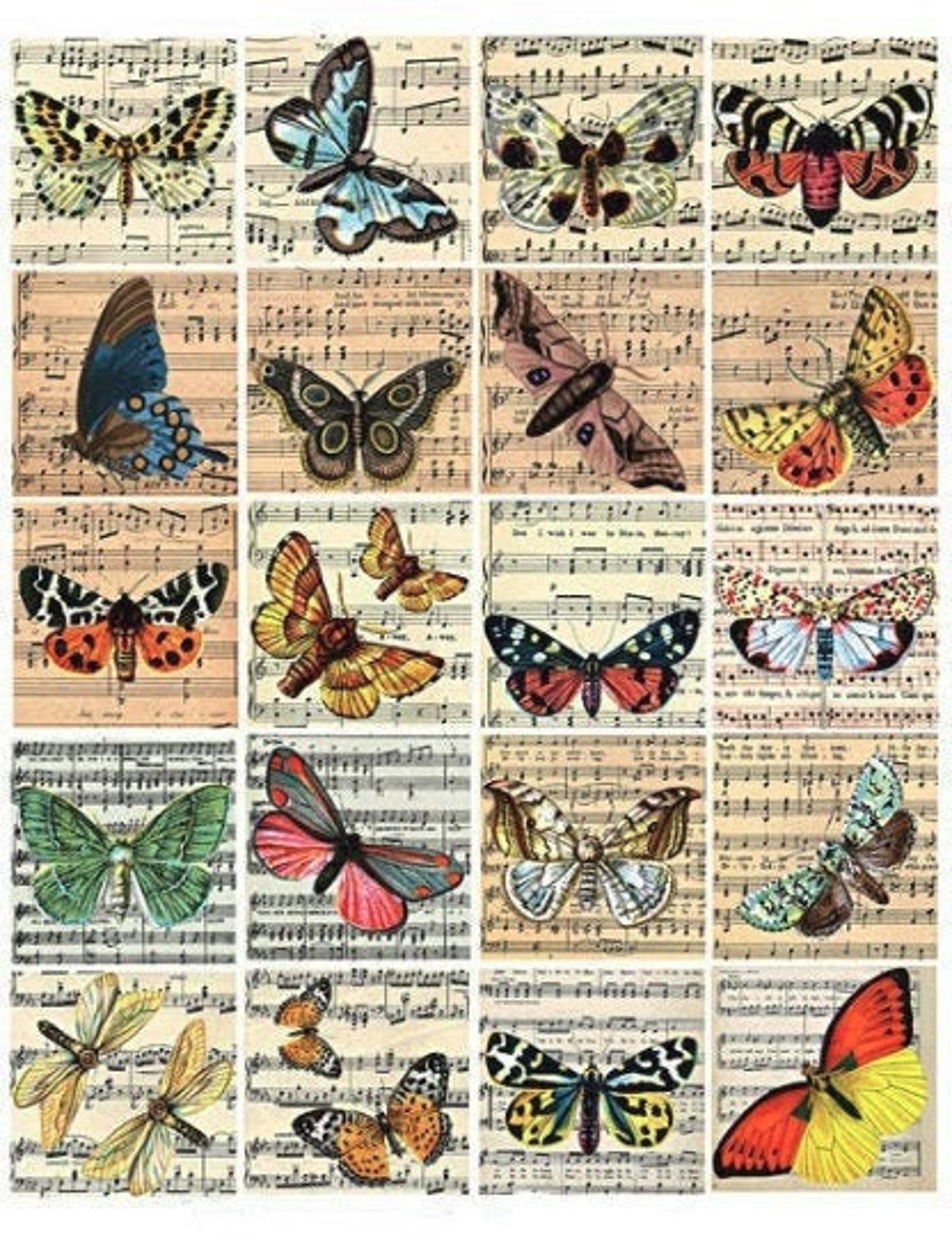Printable Vintage Art Butterfly Sheet Music Clipart - Etsy