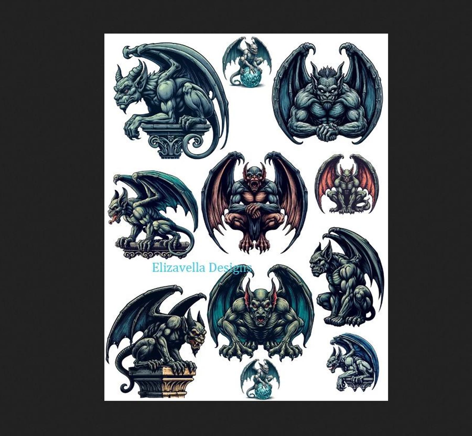 Gargoyles Dragons Collage Sheet Monsters Cretures Art Clipart Png Jpg ...