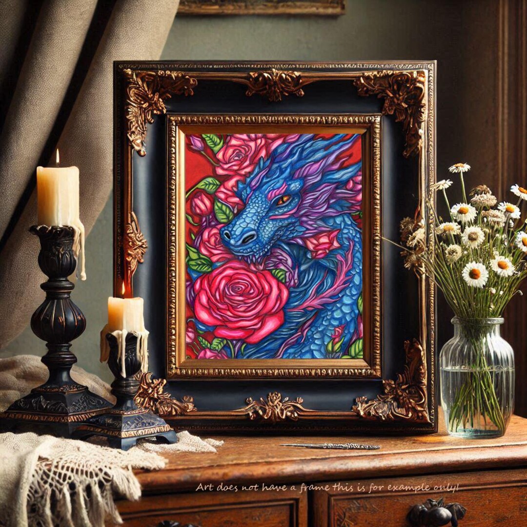 Blue Dragon ORIGINAL Art Painting, Fantasy Paintings, Fairytale Mixed ...