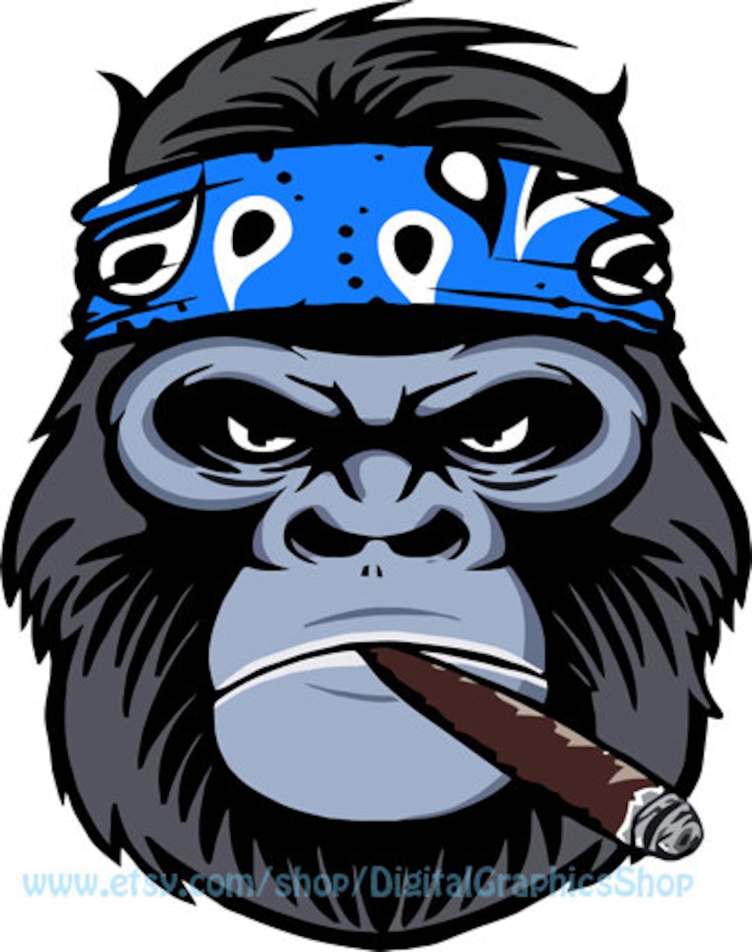 Biker Gorilla Smoking Cigar Svg, Ape Face Png, Jpg, Animal Clipart ...
