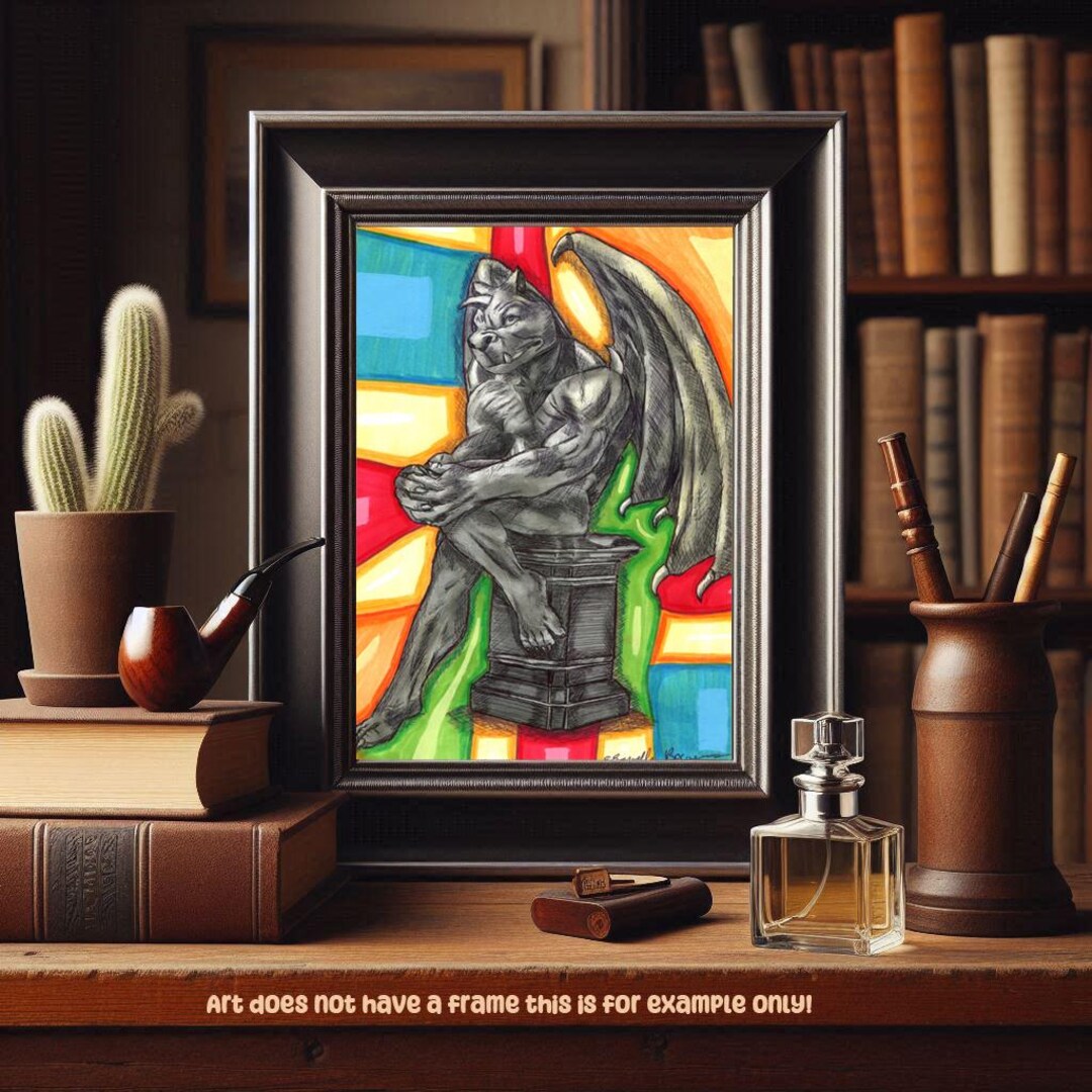 ORIGINAL Gargoyle Dragon Ink Drawing Fantasy Beasts Fairytale ...