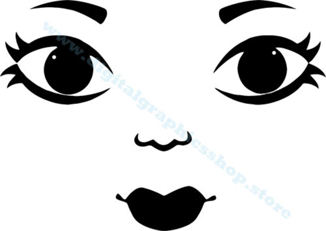 Cute Dolly Face Face Clipart Png, Printable Wall Art, Instant Download ...