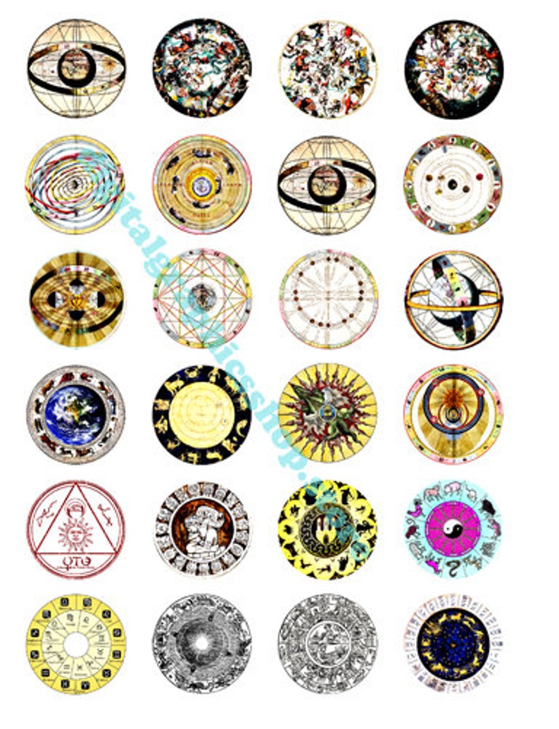 ZODIAC Signs Digital Collage Sheet Astrological Charts - Etsy