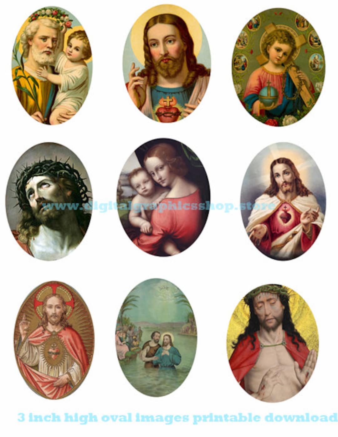Vintage Jesus Christ Art, Digital Collage Sheet, Instant Download, 3 ...