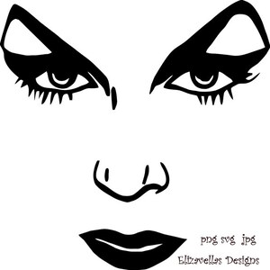 Vampire Womans Face Svg Clipart, Eyes and Lips Features Png Jpg ...