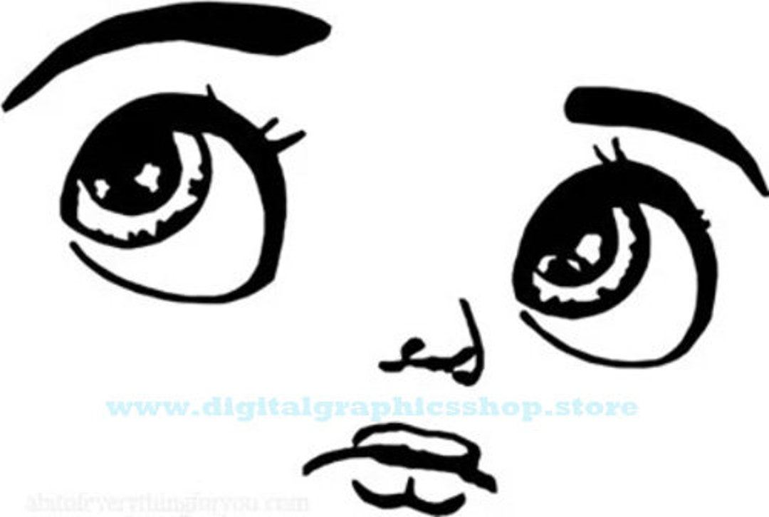 Boy Doll Face Stencil Png Jpg Clipart, Printable Art, Digital Instant ...
